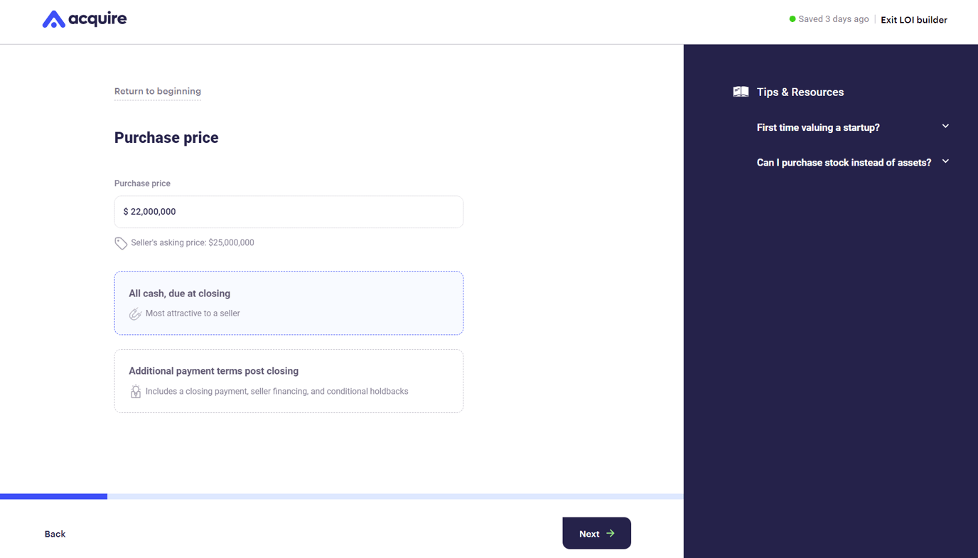 How to use the LOI builder