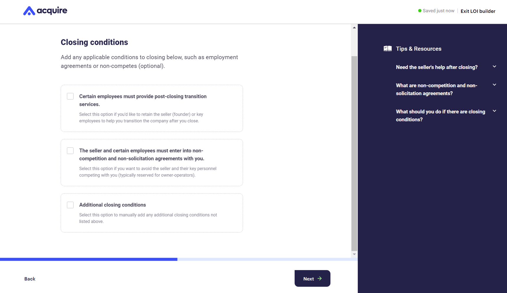 How to use the LOI builder