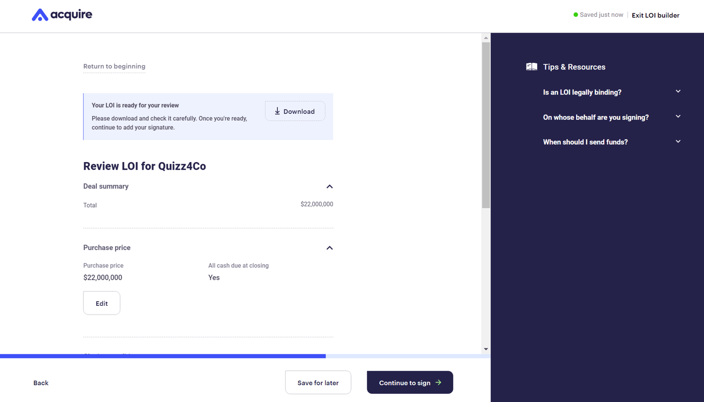 How to use the LOI builder