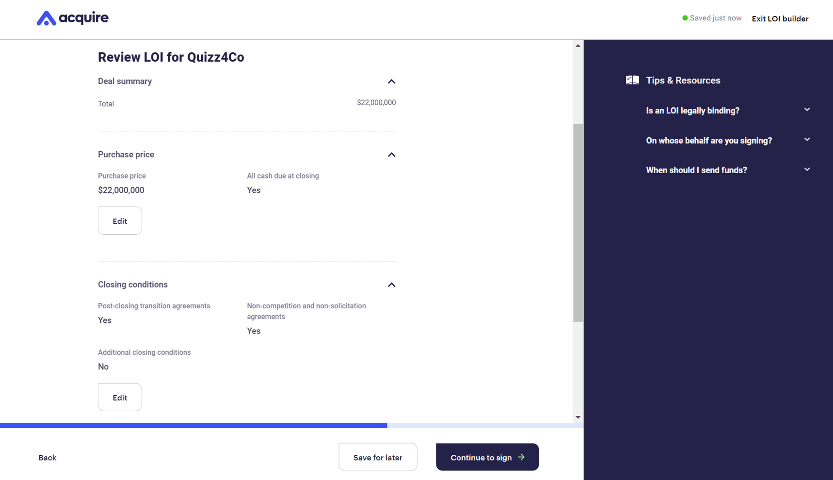 How to use the LOI builder