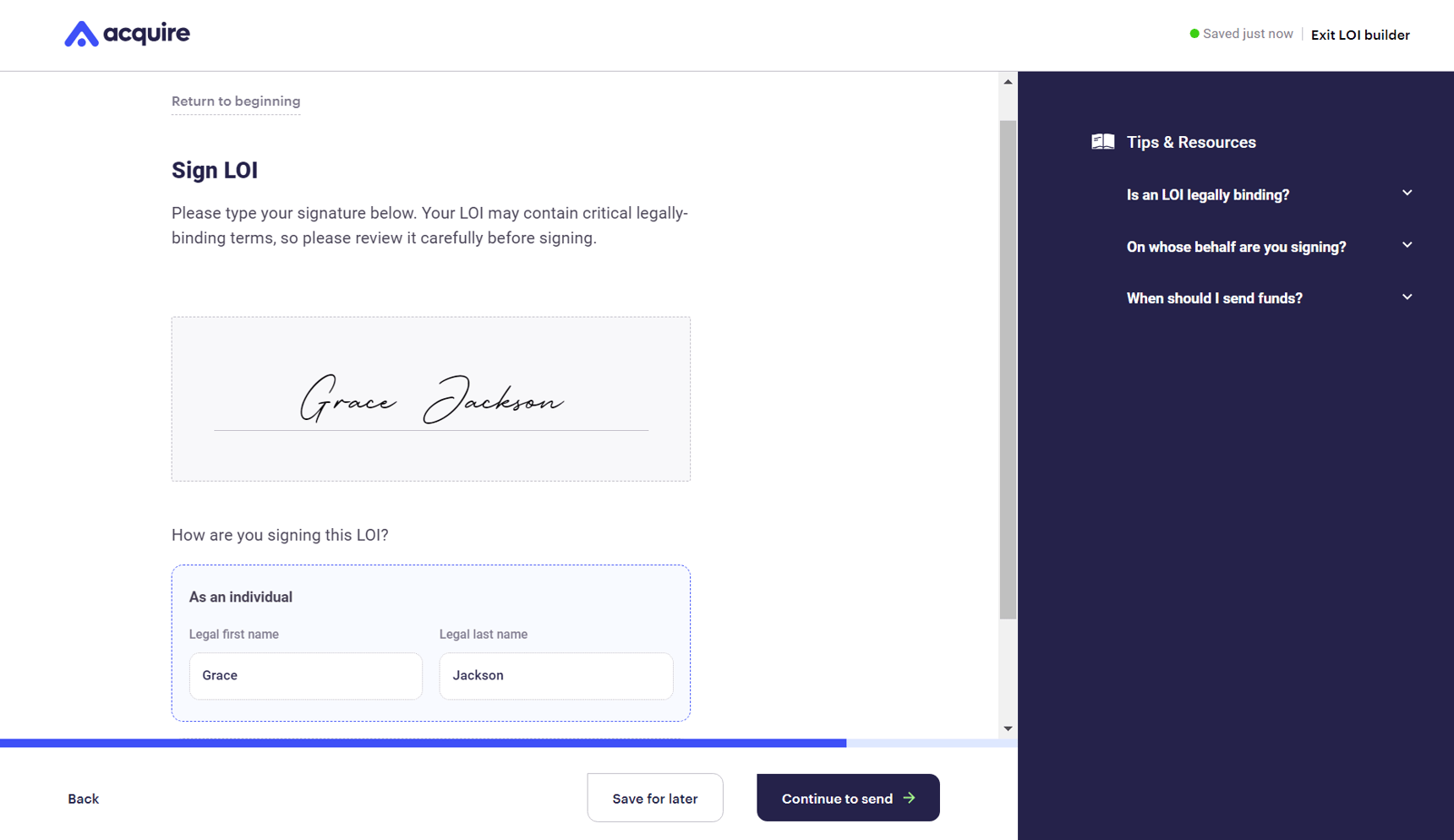 How to use the LOI builder