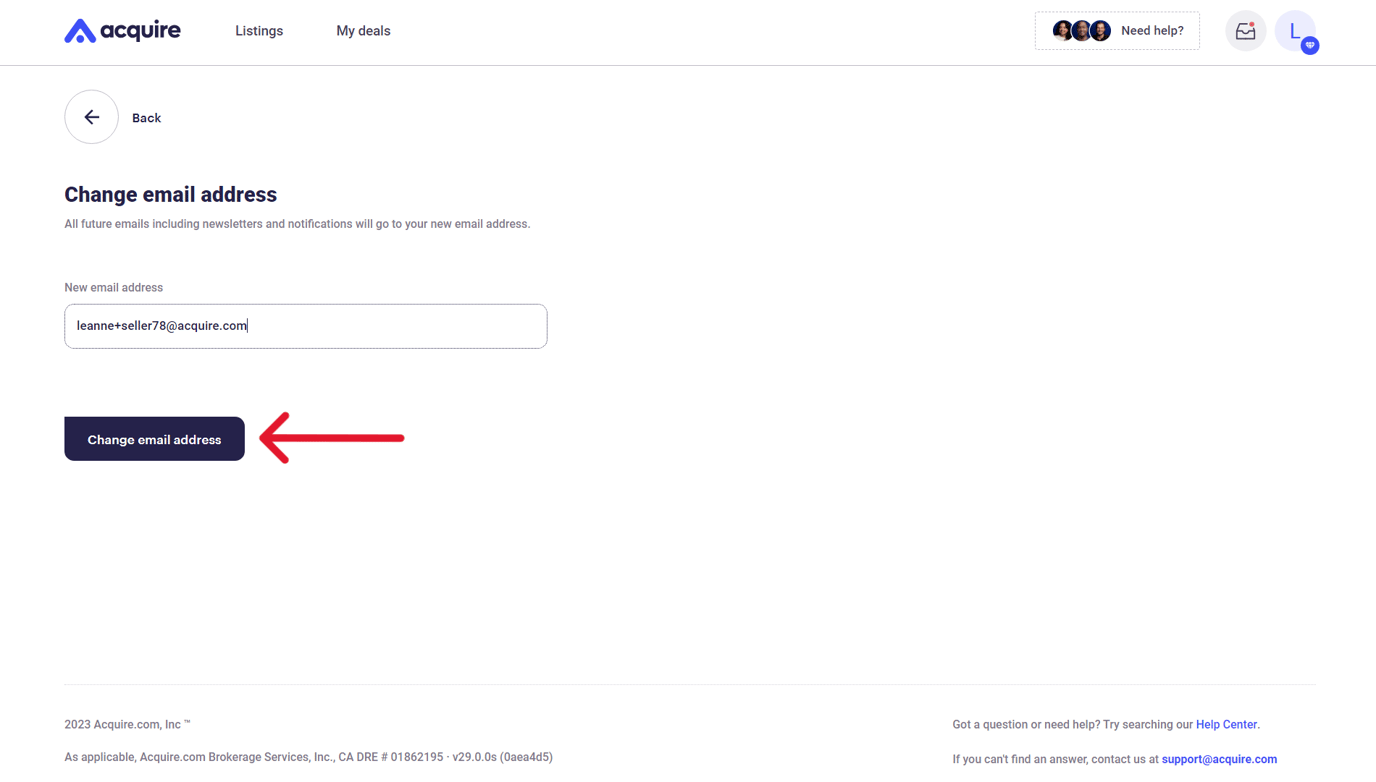 How do I change my email address?
